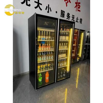 China 1050L Upright Freezer Glass Door Refrigerator Commercial Refrigeration Equipment Supermarket Beverage Beer Coke Showcase for sale