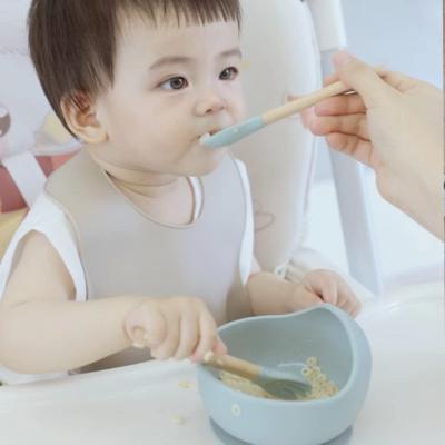 China Heatproof Sturdy Silicone Dinnerware Set Suction Bowl With Spoon for sale