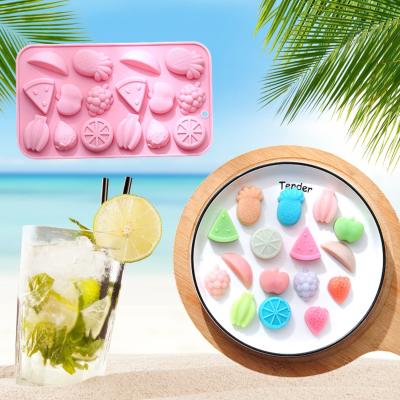 China Odorless Silicone Ice Molds 16 Cavities Harmless Fruit Shaped for sale