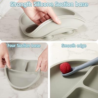 China Lightweight Silicone Dinnerware Set Bib And Plate Adjustable For Toddler for sale