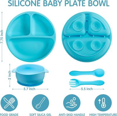 China Lightweight Silicone Dinnerware Set Bib And Plate Adjustable For Toddler for sale