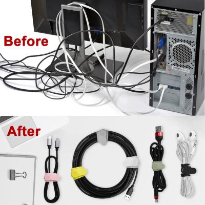 China Silicone Cable Management Organizer Multipurpose Elastic Cord Organizer For Bundling And Fastening Cable Cords Wire Tie for sale