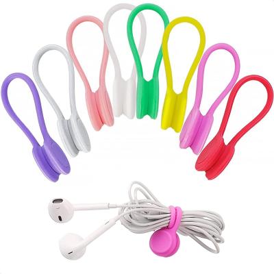 중국 실리콘 자기 케이블 넥타이 재사용 케이블 조직기 귀기 케이블 USB 케이블 매니저 관리자 랩 넥타이 스트랩 북마크 판매용