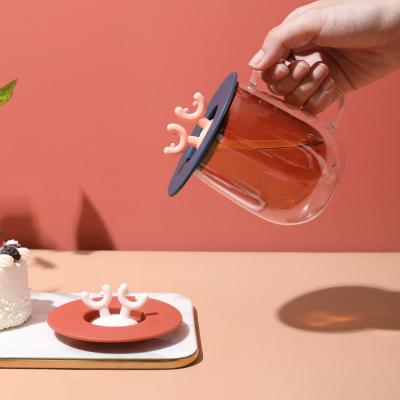 Cina Capo in silicone Coperchi di tazza Coperchi di tazza riutilizzabili Coperchi di tazza di caffè tè Acqua Coperchi anti-polvere Cute Cartoon Design per tazza di vetro Tazza di caffè in vendita