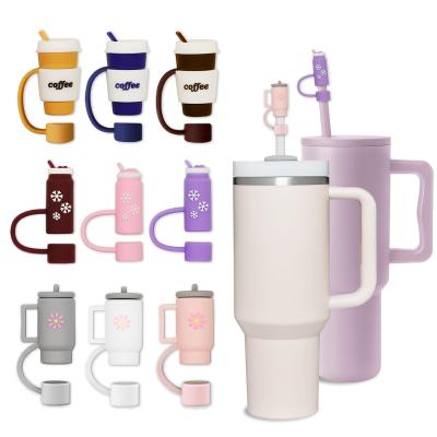 Cina Topper di paglia da fiore in silicone coperture e tappi riutilizzabili per paglie da 9-10 mm adatti a Stanley 30 e 40 oz Stambler Stanley Cap Cap in vendita