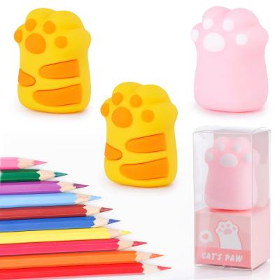 Cina Cat Paw Pencil Sharpener Manual Gift Mini Silicone Stationery For Kids Kawaii School Office Supplies in vendita