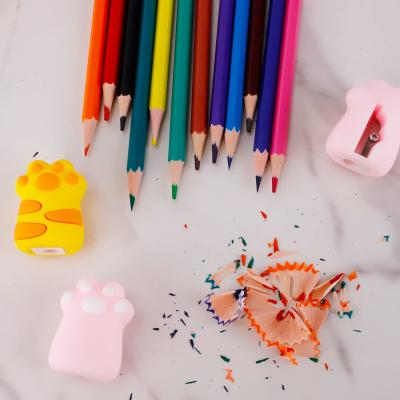 Cina Cat Paw Pencil Sharpener Manual Gift Mini Silicone Stationery For Kids Kawaii School Office Supplies in vendita