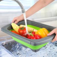 China Silicone Collapsible Colander Strainer Over Sink Vegetable/Fruit Colanders Strainers (6Quart) With Extendable Handle for sale