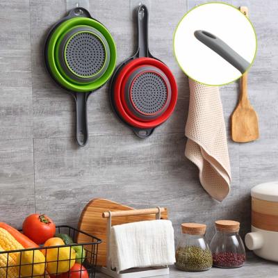 China Washable Pasta Silicone Collapsible Colander Strainer Silicone Kitchen Utensil Space-Saver Folding Strainer Colander for sale