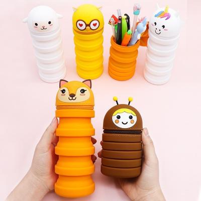 China Gemakkelijk schoonmaakbaar waterdicht make-upzak Opvouwbare siliconen penhouder met OEM 130*210*65mm for sale