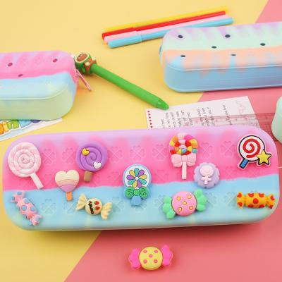 Cina Cassa a matita in silicone fai da te grande borsa di matita carina per ragazze regali di Natale in vendita