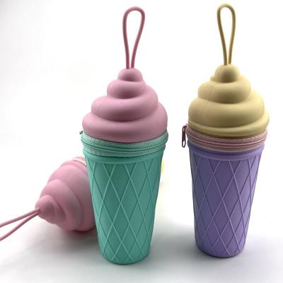 Cina Carino gelato matita di silicone Cassa matita sacchetto di matita cartaceo porta matita per studenti forniture scolastiche regalo di Natale in vendita