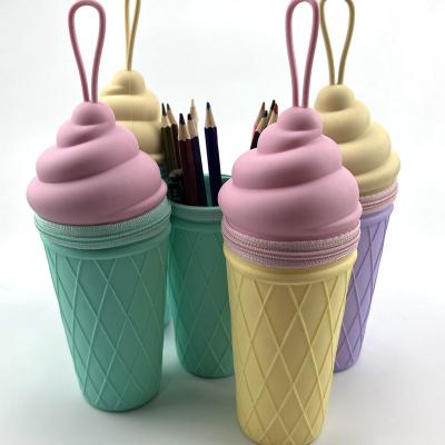 Cina Carino gelato matita di silicone Cassa matita sacchetto di matita cartaceo porta matita per studenti forniture scolastiche regalo di Natale in vendita