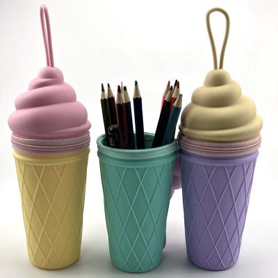 Cina Carino gelato matita di silicone Cassa matita sacchetto di matita cartaceo porta matita per studenti forniture scolastiche regalo di Natale in vendita