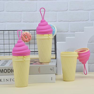 Cina Carino gelato matita di silicone Cassa matita sacchetto di matita cartaceo porta matita per studenti forniture scolastiche regalo di Natale in vendita