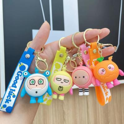 China Cartoon Modeling Silicone Key Chain LED Flashlight Key Ring Handbag Bag Purse Pendant Key Holder for sale