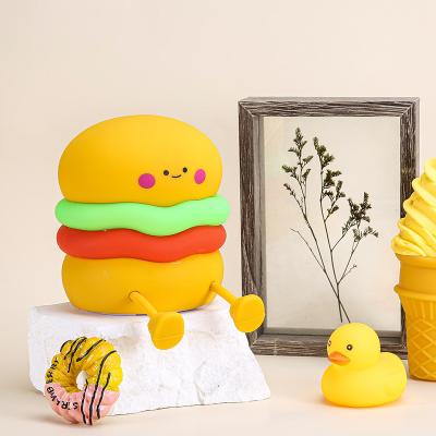 Cina Luce notturna per bambini lampadina da hamburger in silicone per bambini per ragazze ragazzi camera da letto squishy in vendita
