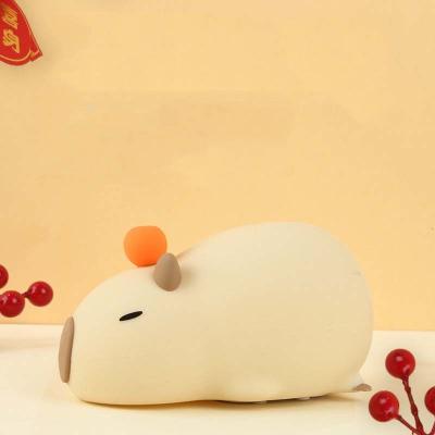 China Capybara Night Light For Kids Animal Silicone Night Lamp USB Rechargeable Touch Control With Dimmable Timer Bedside Lamp for sale