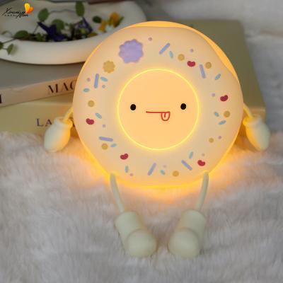 Cina Miss Donut Lamp Cute Donut Night Light Soft Silicone Lamp Kids Baby Nursery Nightlight LED Touch Light Kids Bedroom Decor in vendita