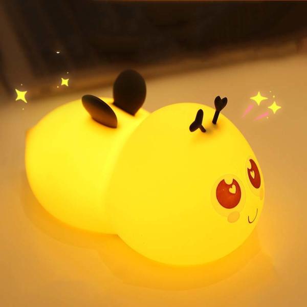 Bee Silicone LED Nightlight Baby Nursery Sleep Lamp With Timer For Toddler Baby Girls Boys Children Christmas Kids Gift