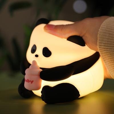 China Panda Night Light For Kids Tap Control Rechargeable Sleep Timer Battery Baby Feeding Nursery Nightlight For Kids Room for sale