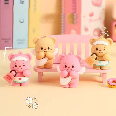 Cina Cartoon Animal Pendant Key Ring Silicone Keychain in vari colori per donne e bambini in vendita