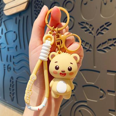 Cina Cartoon Animal Pendant Key Ring Silicone Keychain in vari colori per donne e bambini in vendita