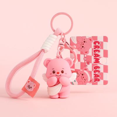 Cina Cartoon Animal Pendant Key Ring Silicone Keychain in vari colori per donne e bambini in vendita