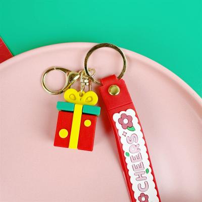 China Cute Christmas Silicone Bag Pendant Keychain Soft Kawaii Car Key Chain Charms For Women Men Christmas Birthday Kid Gifts for sale