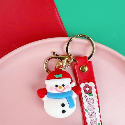China Cute Christmas Silicone Bag Pendant Keychain Soft Kawaii Car Key Chain Charms For Women Men Christmas Birthday Kid Gifts for sale