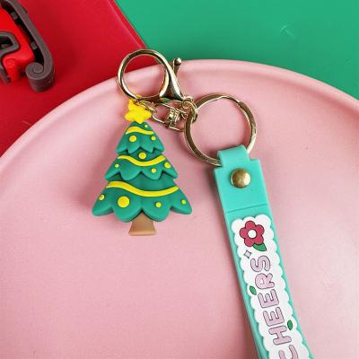 China Cute Christmas Silicone Bag Pendant Keychain Soft Kawaii Car Key Chain Charms For Women Men Christmas Birthday Kid Gifts for sale
