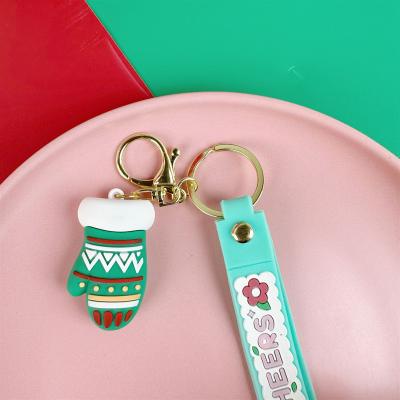 China Cute Christmas Silicone Bag Pendant Keychain Soft Kawaii Car Key Chain Charms For Women Men Christmas Birthday Kid Gifts for sale