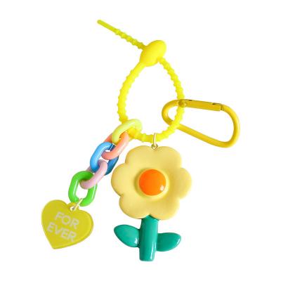 Flower Cartoon Silicone Pendant Keychain Charms Pendan Key Ring for Purse Handbag