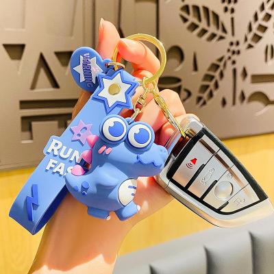 China Cute Cartoon Keychain Pendant Silicone Stationery Novelty Dinosaur Charm Keyring For Boys Girls for sale
