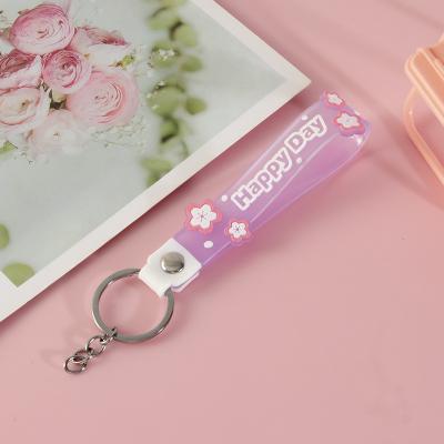 China Personalized Luminescent Silicone Pendant Keychain Wrist Keychain Bracelets For Keys Or Wallets for sale