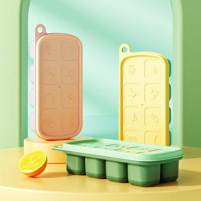 China Ice Cube Tray With Lid And Bin, 4 Pack Silicone Plastic Ice Cubes Trays For Freezer With Box/Container, Stackable With Storage Iced Bucket Kits, Scoop, For Soup, Food, Cocktail, Coffee for sale