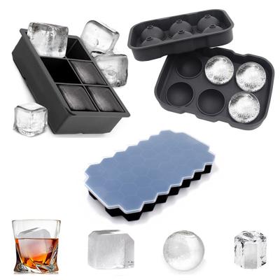 China Silicone Ice Cube Trays 3 Pack - Large Size Silicone Ice Cube Molds With Leak Proof Removable Lid Square Ice Cube Tray And BPA Free For Cocktail,Whiskey, Stackable Flexible Ice for sale