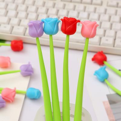 China Grappige levende bloemenpennen, creatieve gelinkt Silicone bloemenpennen Bulk, 0,5 mm schrijfpen Voor schoolkantoor Huis, leraar Studentenvrouwen, feest decoratie benodigdheden, 6 stuks/set (Klokjes en dieren) for sale