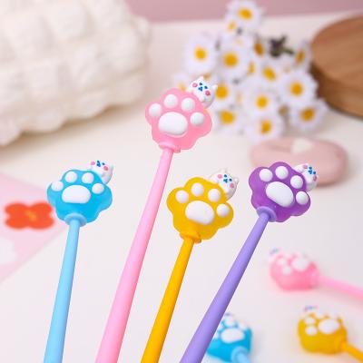 Cina 6 Pcs Cute Cartoon Gel Ink Pen, Shake Gel Pen For Kids And Girl,Kawaii Writing Pen Set For School Party Office Home,Student Gifts ((0.5mm,Cat Paw Design,Blacak), Giallo&Pink in vendita