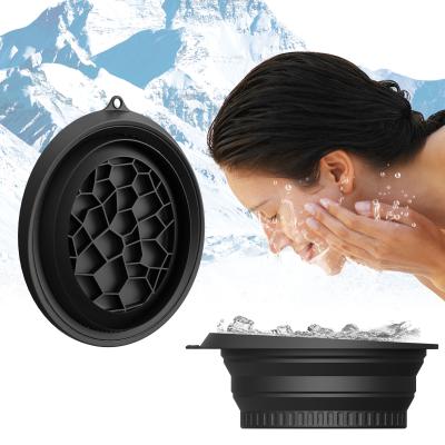 Cina Grande ciotola in silicone per bagno di ghiaccio per il viso con vassoio per ghiaccio integrato, design pieghevole e appendibile per riporla e trasportarla facilmente, bagno di ghiaccio per il viso a casa e in viaggio in vendita
