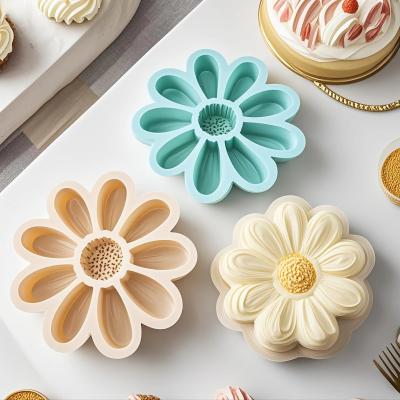 China Silicone Large Flower Cake Mould For Chocolate Jello Candy Silicone Baking Molds For Cakes,9 Inch Non-Stick Fluted Tube Cake Pans Round Baking Molds For Cheese Cake,Chocolate Cake, Rainbow Cakes for sale