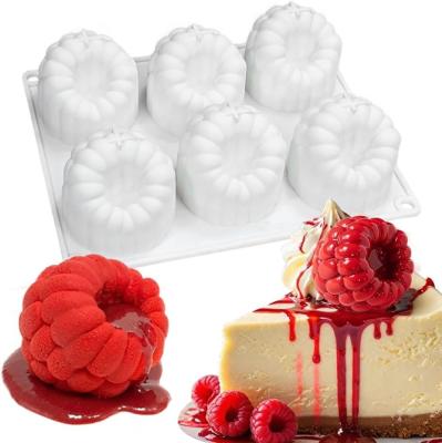 China 6-Hole Raspberries Mousse Cake Mold Food Grade Silicone Molds For Baking 3D Raspberries Pudding Cakes Silicone Mold Dessert Chocolate Molds Rubus Fruit Cake Decorating Tools Non-stick Baking Mould for sale