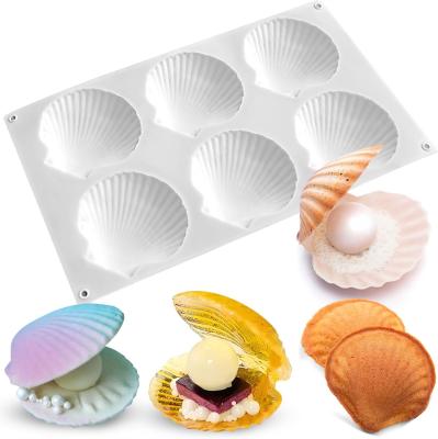China Silicone Sea Shell Mold Baking Mould Ice Cube Tray Shell Shape Silicone Mold For Chocolate, Soap, Candle, Fondant Birthday Cake Decoration And Jelly for sale