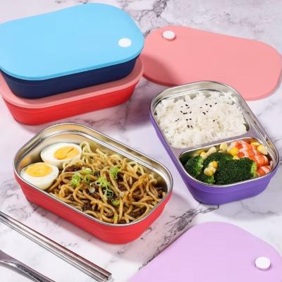 China BPA-Free Stainless Steel Bento Box for Kids with Silicone Sleeve for sale