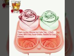 bandeja de cubo de hielo, moldes de cubo de hielo de 2,5 pulgadas, 2 cavidades de silicona rosa y 2 fabricante de bolas de hielo de diamantes, forma de cubo de hielo grande de liberación fácil para refrescar cócteles, whisky, bourbon y jugo casero
