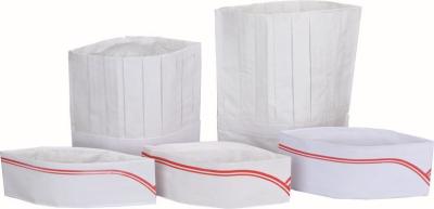 China Wood Pulp Paper Disposable Forage Hats Chef Cap With Printing Stiips Unisex for sale