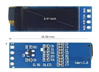 China 0.91 Inch 128x32 I2C OLED Display Module SSD1306 Driver White Blue for sale