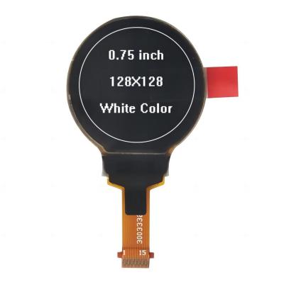 China 0.75 inch OLED round screen with 128*128 resolution, white light, and I2C interface SSD1327 round LCD for sale