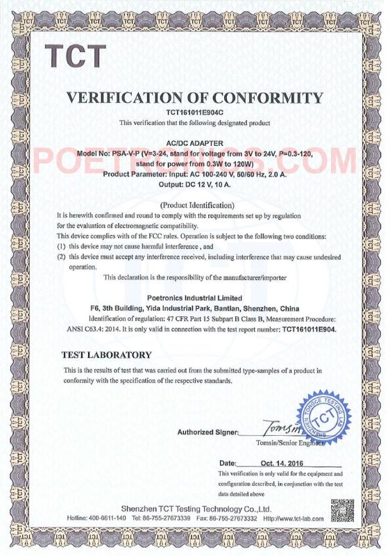 FCC (PSA-V-P) - POETRONICS INDUSTRIAL LIMITED