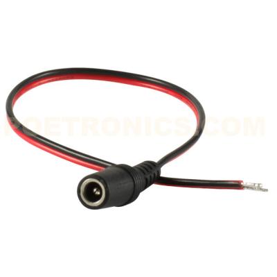 China DCC-F CCTV Female 12V DC Socket to Pigtail Power Cord Lead 5.5x2.1mm for sale